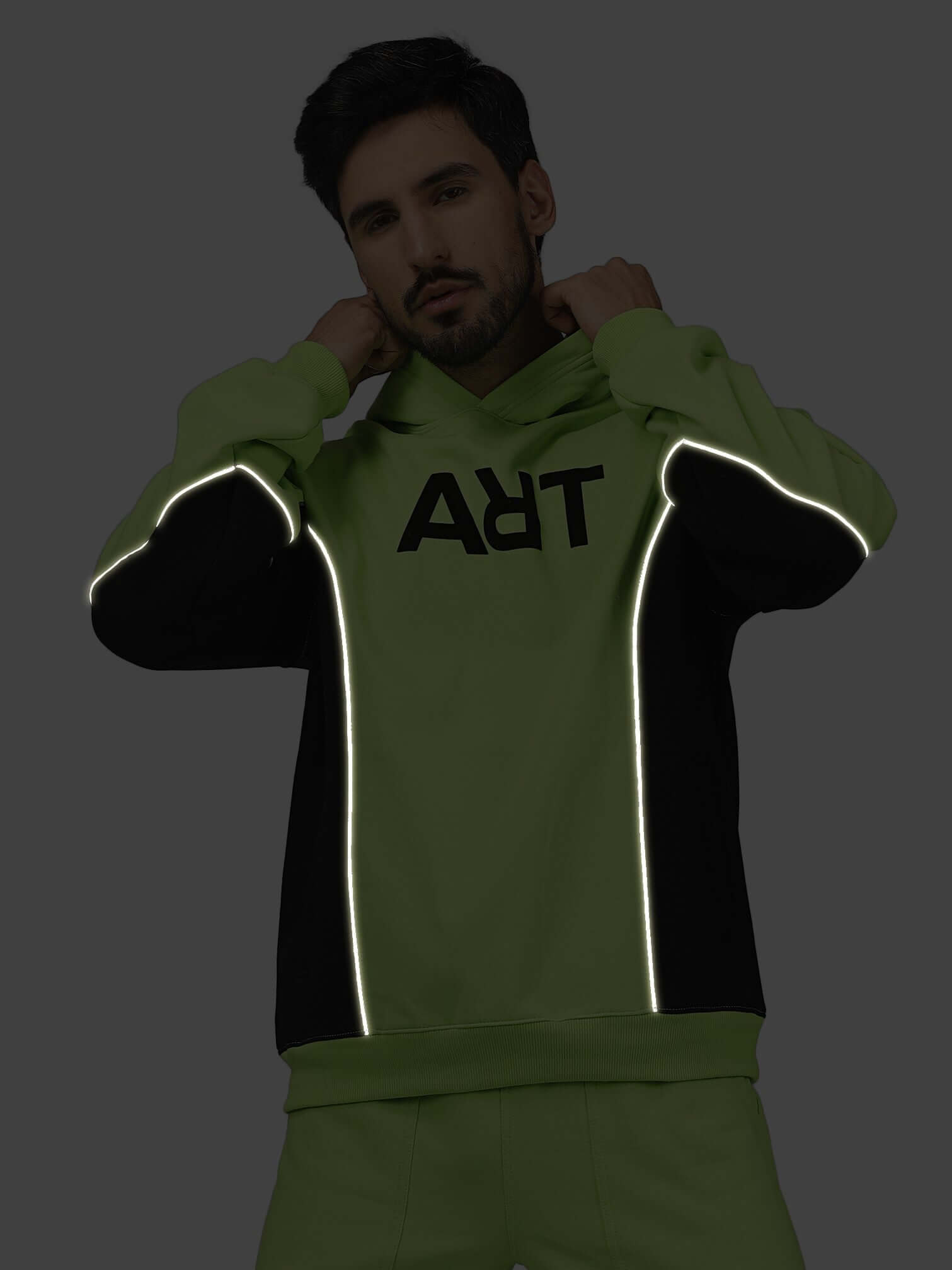 ART REFLECTOR FLEECE HOODIE NEON GREEN | Buy Online at Wearduds India