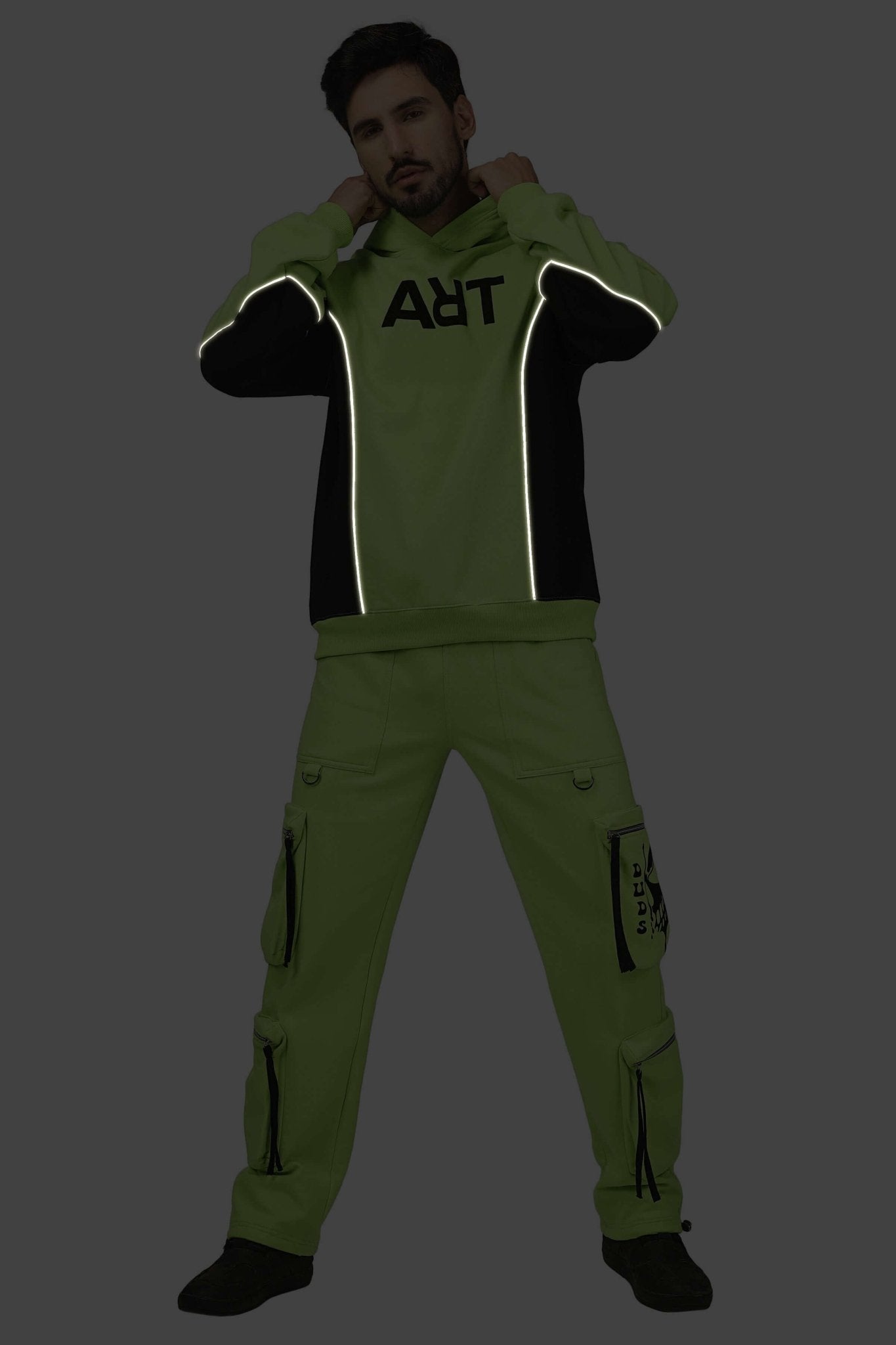 ART REFLECTOR FLEECE CO-ORD SET NEON GREEN | Buy Online at Wearduds India