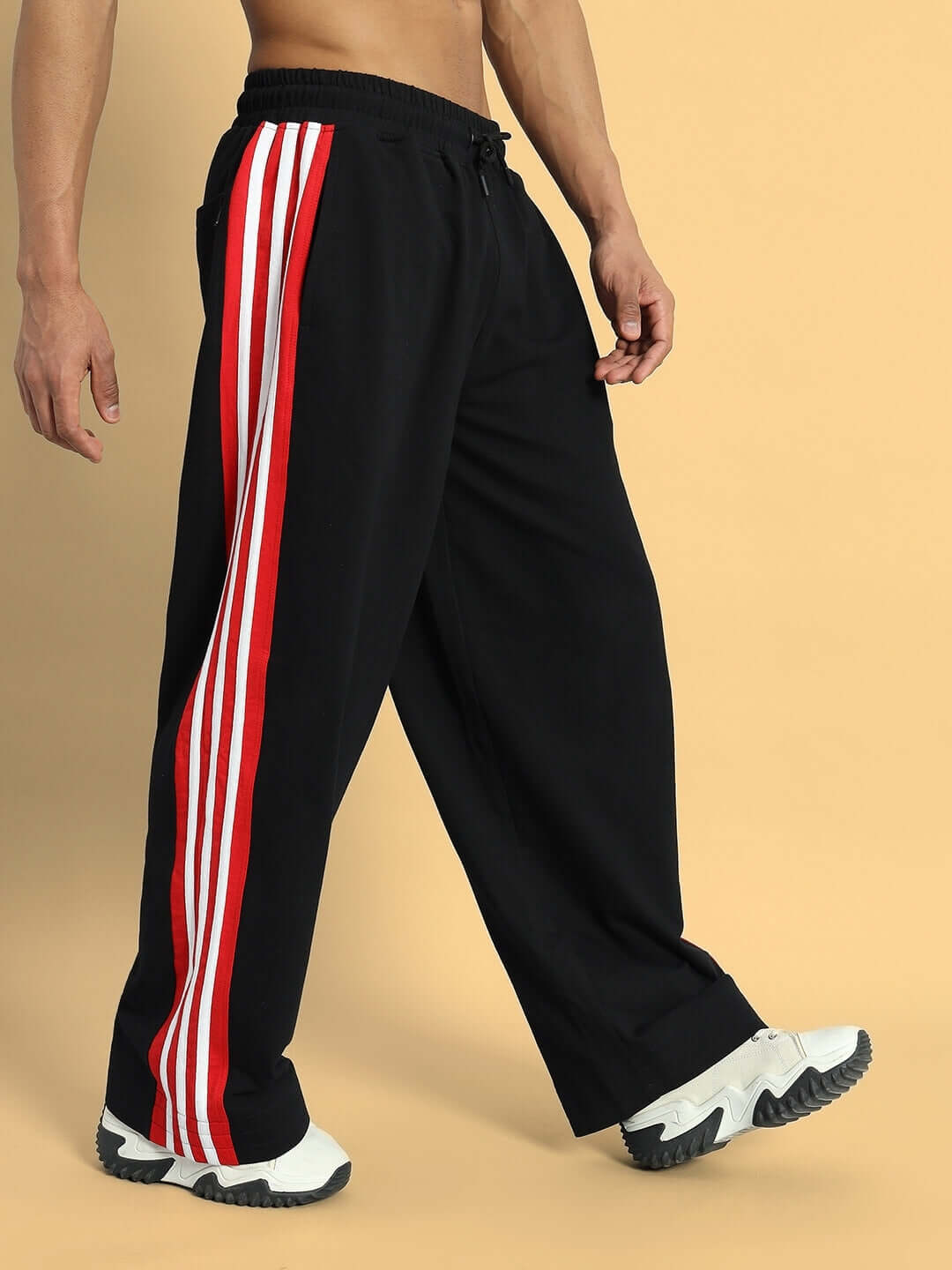 MILANO RELAXED-FIT COTTON JOGGERS BLACK-RED.